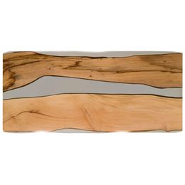 Esstisch Mango mit Epoxidharz 220x100x76 natur lackiert / Epoxid grau Baumkanten-Optik EPOXY Unikat #2