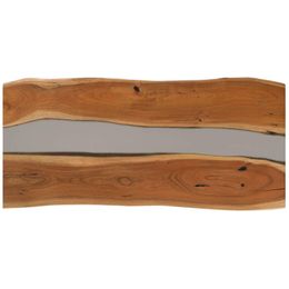 Esstisch Akazie mit Epoxidharz 220x100x76 natur lackiert / Epoxid grau echte Baumkante EPOXY Unikat #2