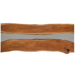 Esstisch Akazie mit Epoxidharz 260x100x76 natur lackiert / Epoxid grau echte Baumkante EPOXY Unikat #4
