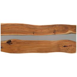 Esstisch Akazie mit Epoxidharz 260x100x76 natur lackiert / Epoxid grau echte Baumkante EPOXY Unikat #3