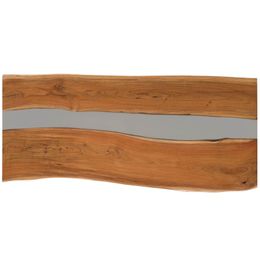 Esstisch Akazie mit Epoxidharz 240x100x76 natur lackiert / Epoxid grau echte Baumkante EPOXY Unikat #3