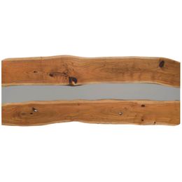 Esstisch Akazie mit Epoxidharz 260x100x76 natur lackiert / Epoxid grau echte Baumkante EPOXY Unikat #2