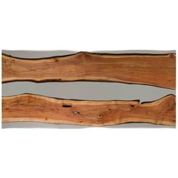 Esstisch Akazie mit Epoxidharz 220x100x76 natur lackiert / Epoxid grau Baumkanten-Optik EPOXY Unikat #5