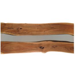 Esstisch Akazie mit Epoxidharz 240x100x76 natur lackiert / Epoxid grau echte Baumkante EPOXY Unikat #5
