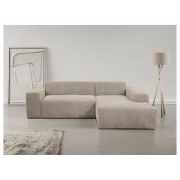 Ecksofa Inosign "Zeus-L" Sofas Gr. B/H/T: 253cm x 70cm x 188cm, Cord, Ottomane rechts, grau (hellgrau/beige) Curvy Trend Ecksofa mit urbaner Optik Bestseller