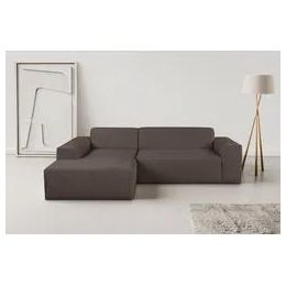 Ecksofa Inosign "Zeus-L" Sofas Gr. B/H/T: 253cm x 70cm x 188cm, Struktur fein + weich, Ottomane links, braun (espresso) Curvy Trend Ecksofa mit urbaner Optik