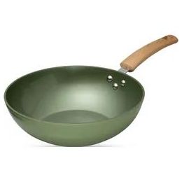 Wok JUST VEGAN "CeraVegan", grün (dunkelgrün), B:29cm H:8cm L:48cm Ø:28cm, Pfannen, Pflanzliche Keramikbeschichtung, Induktion, Ø 28 cm