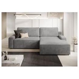 Ecksofa Trendmanufaktur "Challenge, Schlafsofa mit Bettkasten, Couch in L-Form, Breite 245 cm" Sofas Gr. B/H/T: 246cm x 98cm x 168cm, Feincord, Recamiere beidseitig montierbar, mit Schlaffunktion und Bettkasten, grau (grannit grey) Recamiere beidseitig montierbar, auch in trendigem Cordstoff