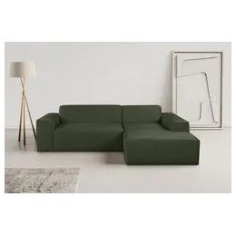 Ecksofa Inosign "Zeus-L" Sofas Gr. B/H/T: 253cm x 70cm x 188cm, Struktur fein + weich, Ottomane rechts, grün Curvy Trend Ecksofa mit urbaner Optik