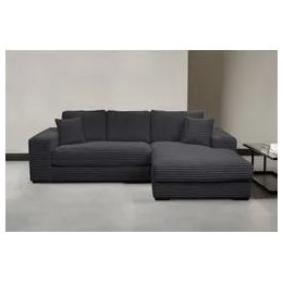 Ecksofa WERK2 "Eden L-Form" Sofas Gr. B/H/T: 286cm x 84cm x 184cm, Breitcord, Ottomane rechts, Ottomane rechts, schwarz Design Ecksofa in Cord mit besonders weichem Sitzkomfort