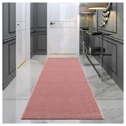 Teppich Carpet City "Friseé-Teppich FANCY900" Teppiche Gr. B: 80cm, 12mm, L: 300cm, rosa (rosé) Kurzflor, Einfarbig, 3D-Optik, Streifen Look