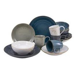 Kombiservice Creatable "Geschirr-Set NATURE COLLECTION Nordic Style" Geschirr-Sets Gr. 16 tlg., blau (naturweiß, taupe, jeansblau, anthrazit) Service, handwerklicher Look, 16 Teile, für 4 Personen