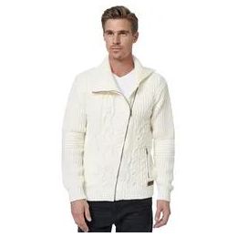 Strickjacke Rusty Neal Gr. XL, beige (ecru) Herren Strickjacken mit asymmetrischem Reißverschluss