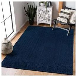 Teppich Carpet City "Friseé-Teppich FANCY805" Teppiche Gr. B: 140cm, 12mm, L: 200cm, blau Kurzflor, Einfarbig, 3D-Optik, Zickzack Look