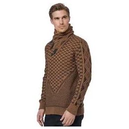 Strickpullover Rusty Neal Gr. XL, braun (camelfarben) Herren Pullover mit extravagantem Schalkragen