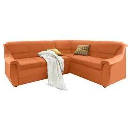 Ecksofa DOMO collection "Lale L-Form" Sofas Gr. B/H/T: 251cm x 88cm x 193cm, Microfaser PRIMABELLE, langer Schenkel links, mit Bettfunktion, orange (terrakotta) mit langem Schenkel, wahlweise Bettfunktion