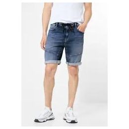 Jeansshorts Street One MEN Gr. 29, Kurz, blau (sports blau random wash), Herren, Web, 98% Baumwolle, 2% Elasthan, unifarben, Jeans, 4-Pocket Style