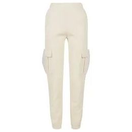 Jogginghose Urban Classics "Urban Classics Damen Ladies High Waist Cargo Sweat Pants" Gr. L, US-Größen, beige (whitesand) Damen Hosen