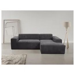 Ecksofa Inosign "Zeus-L" Sofas Gr. B/H/T: 253cm x 70cm x 188cm, Cord, Ottomane rechts, grau (anthrazit) Curvy Trend Ecksofa mit urbaner Optik