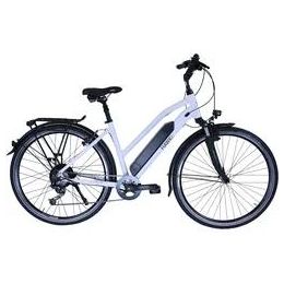 E-Bike Hawk BIKES "eTrekking Lady" E-Bikes Gr. 46cm, 28 Zoll (71,12cm), grau (hellgrau) Pedelec, Elektrofahrrad für Damen