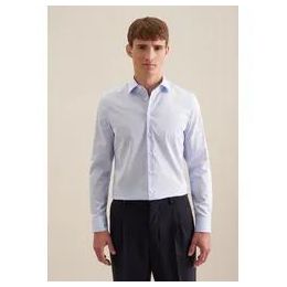 Businesshemd Seidensticker "Slim", Herren, Gr. XL (43), normale Ärmellängen, blau (hellblau), 100% Baumwolle, unifarben, slim fit, Langarm 2-Knopf-Manschette, Hemden, Slim Langarm Kentkragen Uni