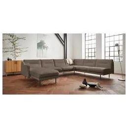 Wohnlandschaft Andas "Nordfyn U-Form" Sofas Gr. B/H/T: 323cm x 81cm x 239cm, NaturLEDER, Recamiere links, grau (taupe) edles Design in 3 Bezugsqualitäten, by Morten Georgsen