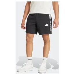 Shorts Adidas SPORTSWEAR "M TIRO FL SHO" Gr. L, N-Gr, schwarz-weiß (schwarz, weiß), Herren, Obermaterial: 70% Baumwolle, 30% Polyester, Hosen