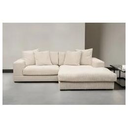 Ecksofa WERK2 "Eldorado L-Form" Sofas Gr. B/H/T: 285cm x 99cm x 195cm, Breitcord, Ottomane rechts, weiß