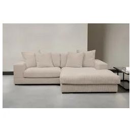 Ecksofa WERK2 "Eldorado L-Form" Sofas Gr. B/H/T: 285cm x 99cm x 195cm, Breitcord, Ottomane rechts, grau (taupe)