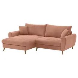 Ecksofa Home Affaire "Blackburn II, L-Form" Sofas Gr. B/H/T: 246cm x 71cm x 170cm, Microfaser, Recamiere links, braun (novaclean avanti 9 ginger) Mit Kaltschaumpolsterung bis 140 kg belastbar