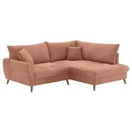 Ecksofa Home Affaire "Blackburn II, L-Form" Sofas Gr. B/H/T: 230cm x 71cm x 190cm, Microfaser, Ottomane rechts, braun (novaclean avanti 9 ginger) Mit Kaltschaumpolsterung bis 140 kg belastbar