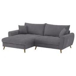 Ecksofa Home Affaire "Blackburn II, L-Form" Sofas Gr. B/H/T: 246cm x 71cm x 170cm, Cord, Recamiere links, grau (stripes 8629 stone) Mit Kaltschaumpolsterung bis 140 kg belastbar