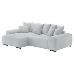 Ecksofa Home Affaire "Sundance II, L-Form" Sofas Gr. B/H/T: 318cm x 92cm x 188cm, Microfaser 2, Recamiere links, Ausführung Bettkasten / Bettfunktion / Topper, grau (novaclean avanti 3 silver) mit DuraSpring-Taschenfederkern bis 140 kg belastbar