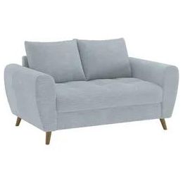 2-Sitzer Home Affaire "Blackburn II" Sofas Gr. B/H/T: 160cm x 71cm x 90cm, Cord, blau (stripes 8624 blue grey) Mit Kaltschaumpolsterung bis 140 kg belastbar