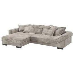 Ecksofa Inosign "Diwan II, L-Form" Sofas Gr. B/H/T: 334cm x 67cm x 207cm, Velours, mega-Recamiere links, grau (dolce 4 taupe) Wahlweise mit Kaltschaumpolsterung bis 140 kg belastbar