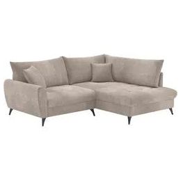 Ecksofa Home Affaire "Blackburn II, L-Form" Sofas Gr. B/H/T: 230cm x 71cm x 190cm, Veloursstoff, Ottomane rechts, grau (dolce 4 taupe) Mit Kaltschaumpolsterung bis 140 kg belastbar