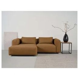 Ecksofa Andas "Tvinnet" Sofas Gr. B/H/T: 228cm x 73cm x 166cm, Struktur grob, Recamiere links, braun Breite 228 cm, extra tiefe Sitzfläche, kubisches Sitzvergnügen