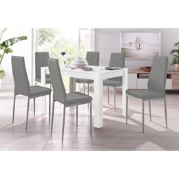 Essgruppe Inosign "TOPSELLER Tisch, Stuhl, OTTOs Choice" Sitzmöbel-Sets Gr. B: 120cm, Kunstleder, weiß (weiß mit struktur/grau) Tisch 120 cm, 4 Stühle in Lederoptik