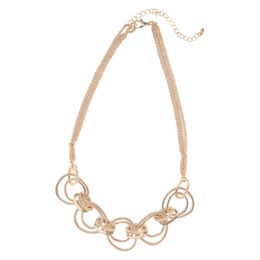 Collier Firetti "goldfarben mit eingehängter Ringzierde, mehrreihig" Halsketten Gr. Metall, L: 50cm, goldfarben (gelbgoldfarben) Damen