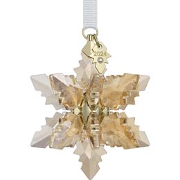 Dekohänger Swarovski "Sammelfigur Annual Edition Festive 3D Ornament 2024, 5674347, 5674348" Gr. B/H/T: 4,56cm x 5,94cm x 4,56cm, weiß (kristallweiß-goldfarben-weiß) Swarovski Kristall