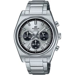 Chronograph CASIO EDIFICE Armbanduhren silberfarben-silberfarben Herren Quarzuhr, Armbanduhr, Herrenuhr,Edelstahlband,Saphirglas,Stoppfunktion