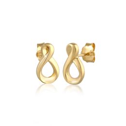 Paar Ohrstecker Elli Premium "Infinity Unendlichkeitssymbol 585 Gelbgold" Ohrringe Gr. OneSize, ohne Stein, Gelbgold 585, goldfarben (gold) Damen