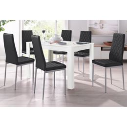 Essgruppe Inosign "TOPSELLER Tisch, Stuhl, OTTOs Choice" Sitzmöbel-Sets Gr. B: 120cm, Kunstleder, schwarz (weiß mit struktur/schwarz) Tisch 120 cm, 4 Stühle in Lederoptik