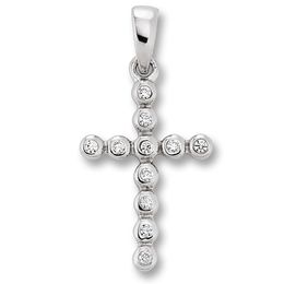 Ketten-Anhänger ONE ELEMENT "Zirkonia Kreuz Anhänger aus 925 Silber" Schmuckanhänger Gr. Silber 925 (Sterlingsilber), silberfarben (silber) Damen Silber Schmuck