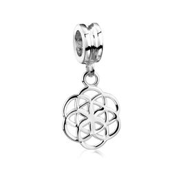 Charm-Einhänger NENALINA "Anhänger Bead Blume des Lebens Ornament 925 Silber" Charms Gr. ohne Stein, silberfarben (silber) Damen