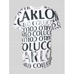 Carlo Colucci T-Shirt mit geripptem Rundhalsausschnitt