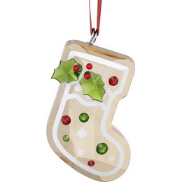 Dekohänger Swarovski "Sammelfigur Holiday Cheers Lebkuchen Nikolausstiefel Ornament, 5681581" Gr. B/H/T: 1,55cm x 4,65cm x 3,22cm, bunt (champagnerfarben-weiß-grün-rot-metallfarben) Swarovski Kristall