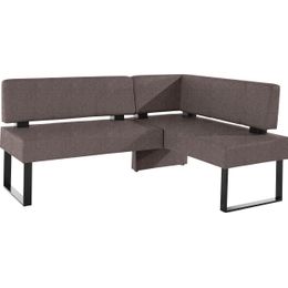 Eckbank Home Affaire "Oliver mit Metallgestell, Küchenbank", braun (dunkelbraun (capulet 4007), schwarz), B:220cm H:89cm T:160cm, Massivholz, Holzwerkstoff, Polyester, Sitzbänke, verschiedene Bezüge Cord Esszimmerbank OTTOs Choice