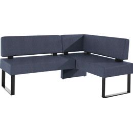 Eckbank Home Affaire "Oliver mit Metallgestell, Küchenbank", blau (dunkelblau (capulet 4010), schwarz), B:200cm H:89cm T:160cm, Massivholz, Holzwerkstoff, Polyester, Sitzbänke, verschiedene Bezüge Cord Esszimmerbank OTTOs Choice