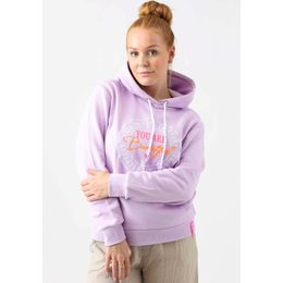 Kapuzensweatshirt Zwillingsherz Gr. LXL, lila (flieder), Damen, Sweatware, Obermaterial: 80% Baumwolle, 20% Polyester, Sweatshirts, mit "You are Beautiful"-Stickerei und Schriftzug am Rücken